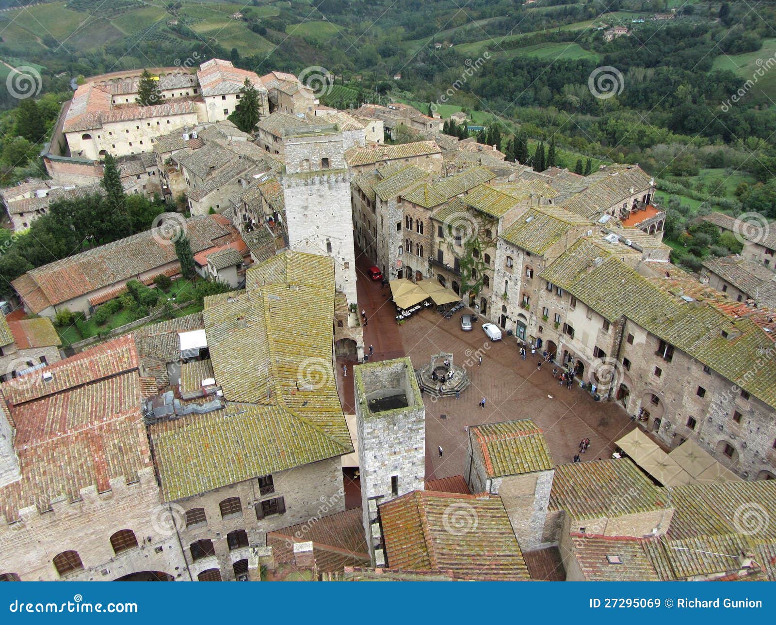 San Gimignano Town Square Overlook Stock Image - Image of gimignano ...