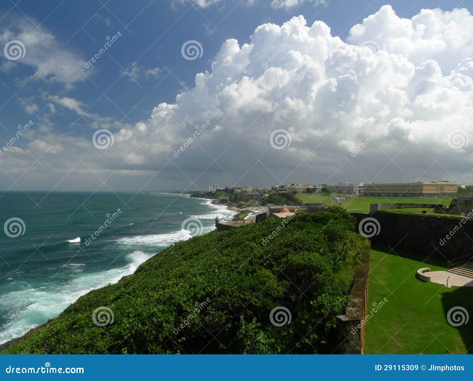 San Juan Puerto Rico and Atlantic Ocean Stock Image - Image of clouds ...