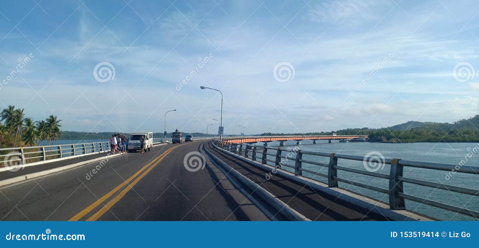 San Juanico Bridge Connecting Two Islands In The Philippines. Road ...