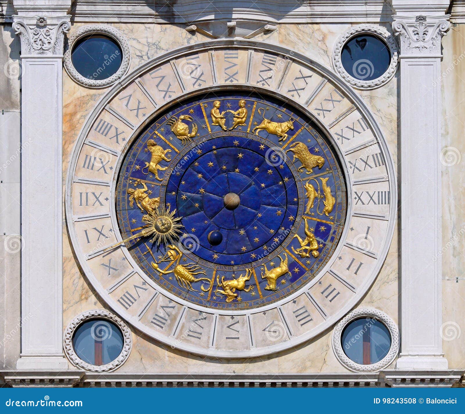San Marco astrology clock stock photo. Image of gold - 98243508