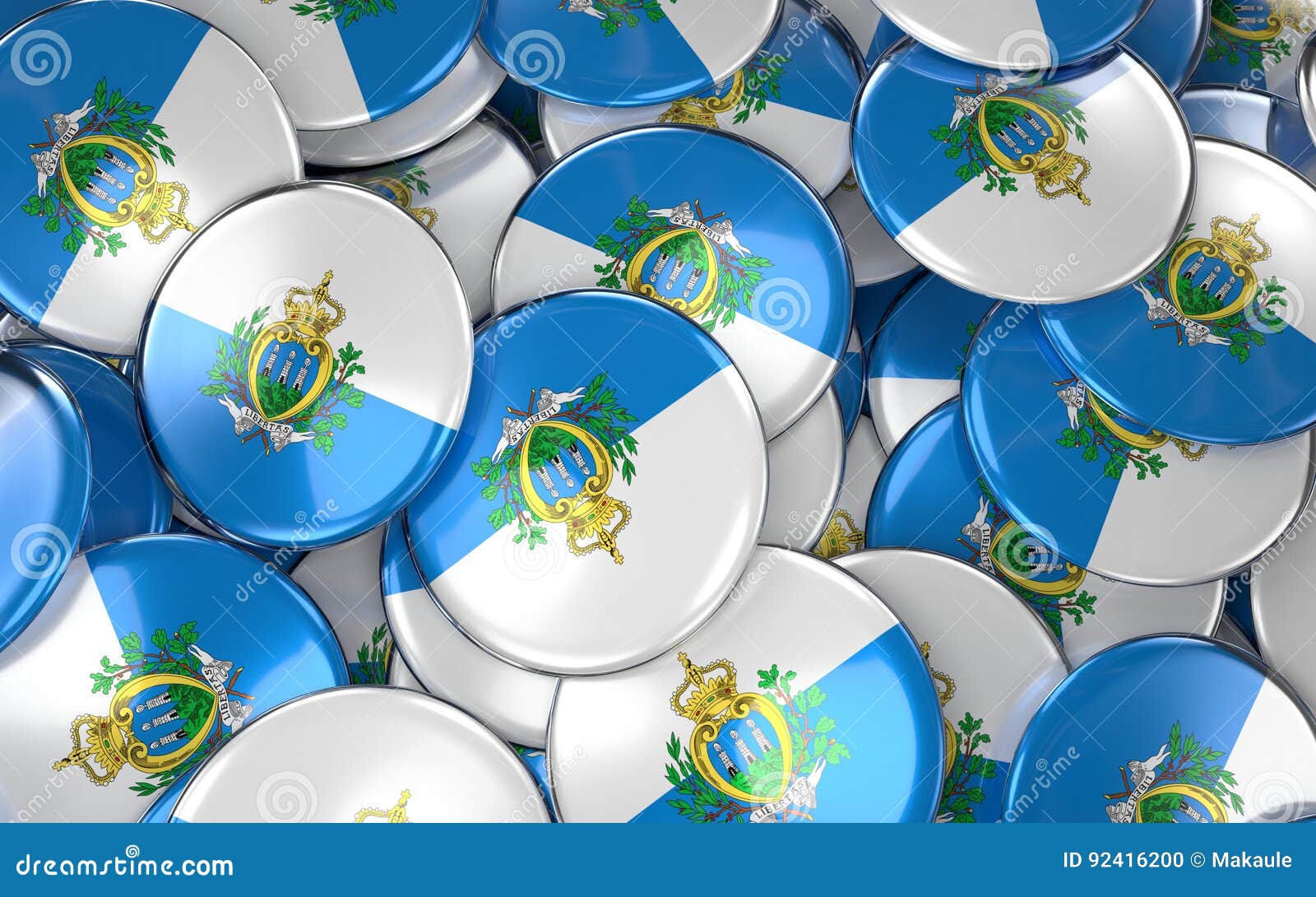 San Marino Badges Background - Pile of Sammarinese Flag Buttons. Stock ...