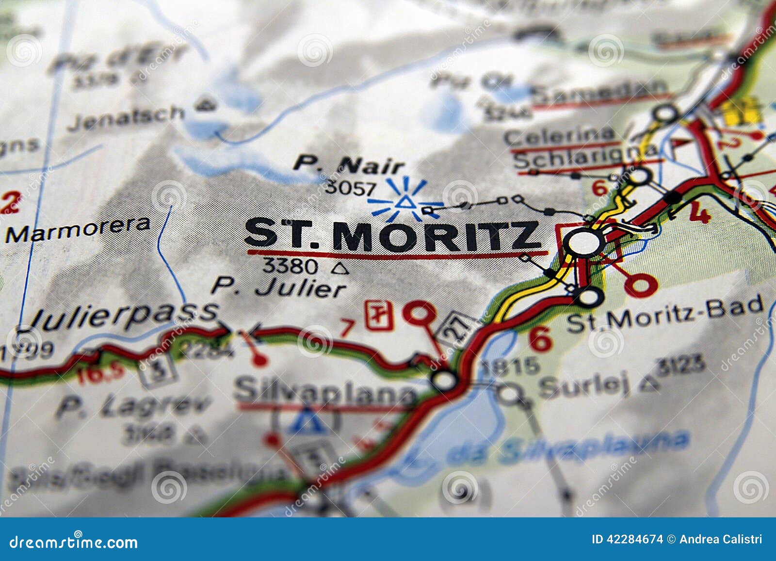 San Moritz En El Mapa, Italia Foto de archivo - Imagen de florencia ...