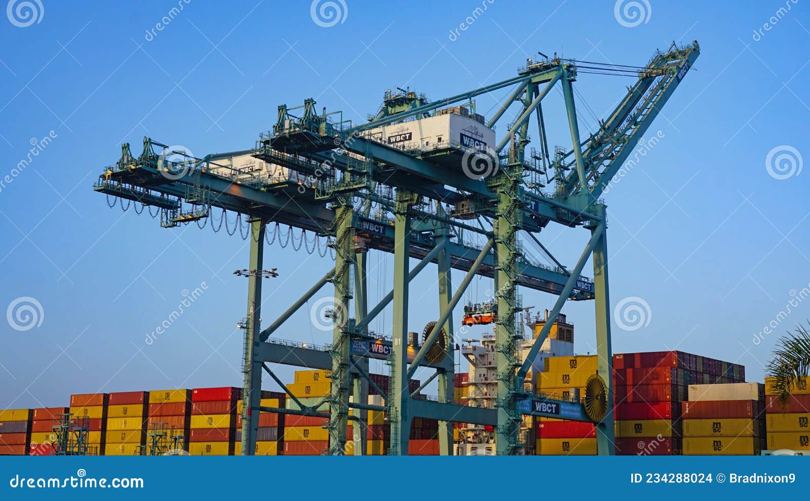 Gantry Cranes Tower Over a Container Ship in the Port of Los Angeles ... Gantry Cranes Tower Over a Container Ship in the Port of Los Angeles ...