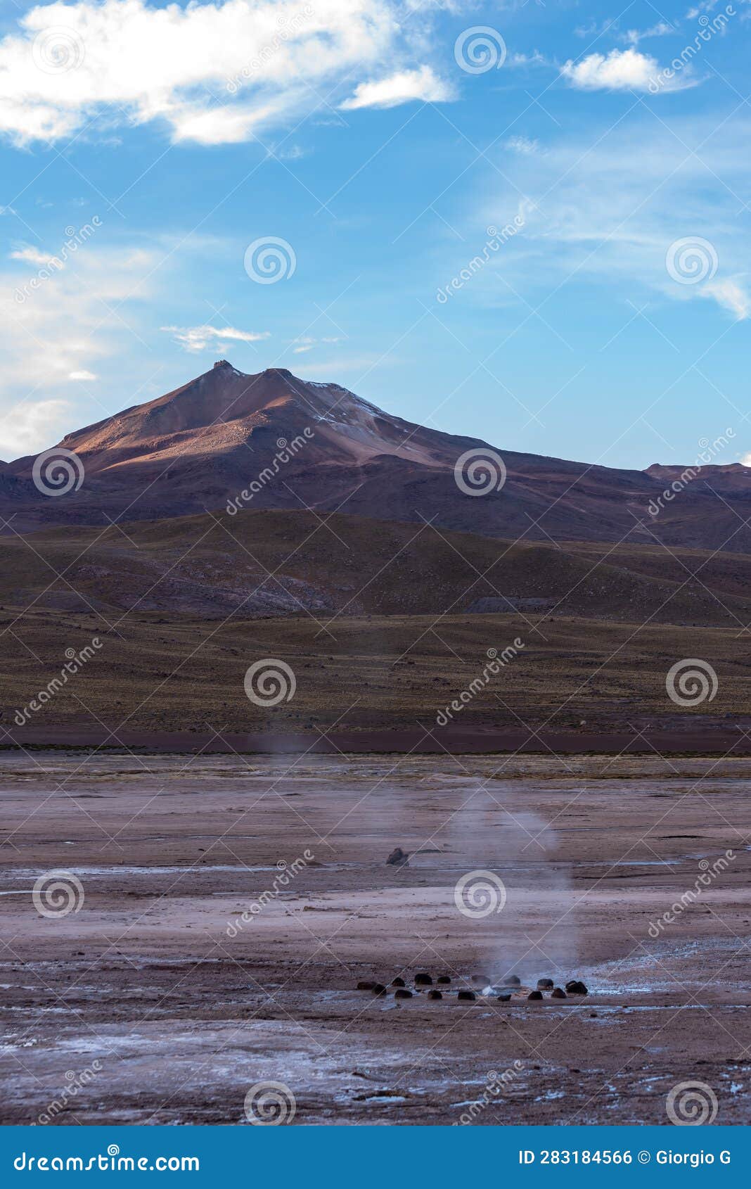 View of Steaming Geyser in Atacama Desert Stock Photo - Image of mount ...