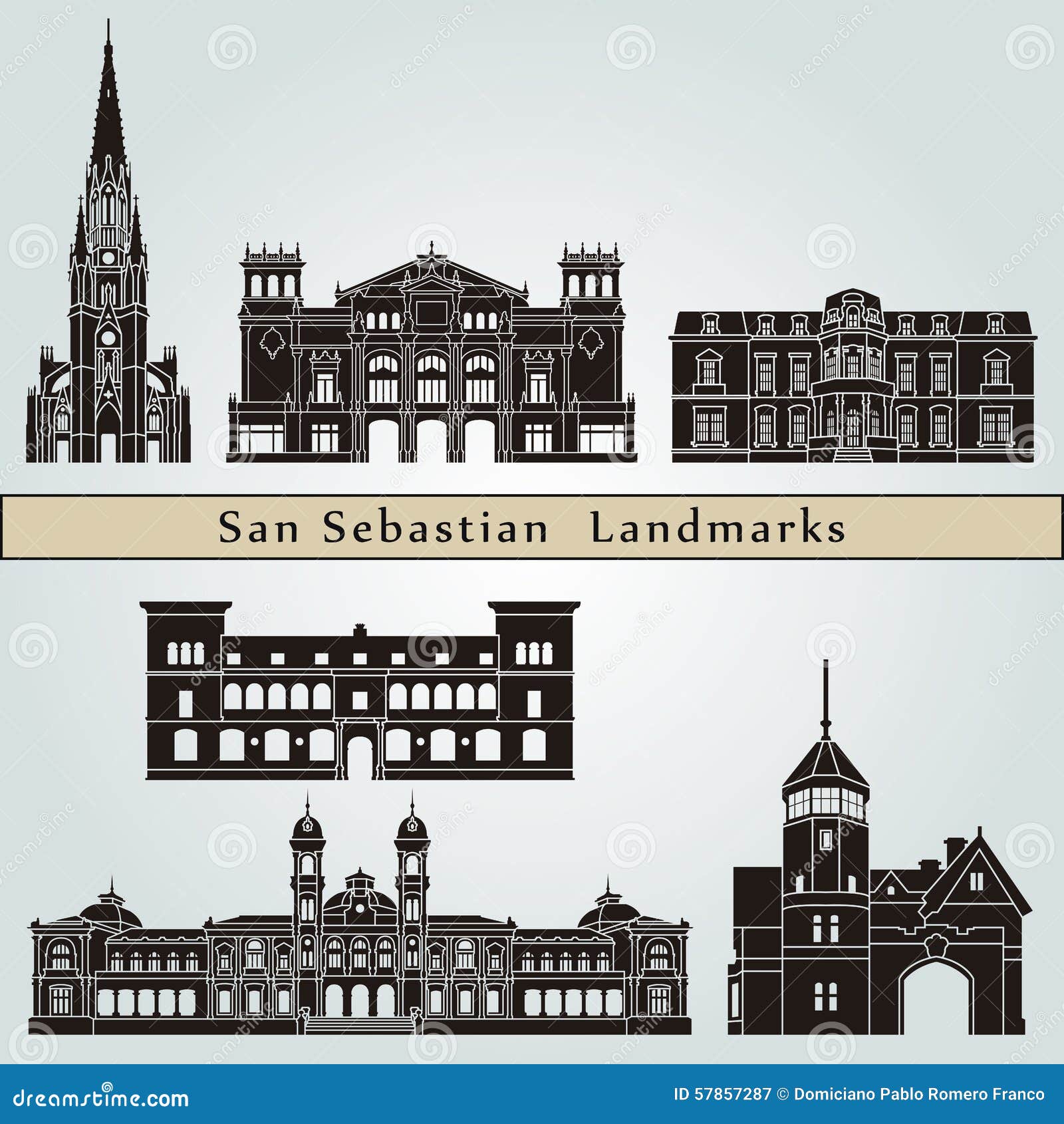 San Sebastian Landmarks stock vector. Illustration of spain - 57857287