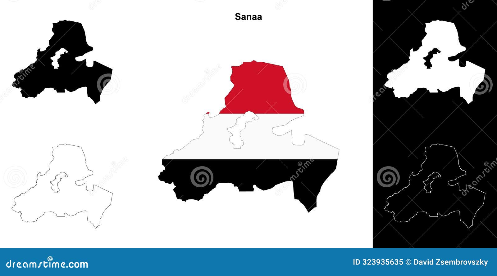Detailed Map Of Sanaa City, Linear Print Map. Cityscape Panorama ...