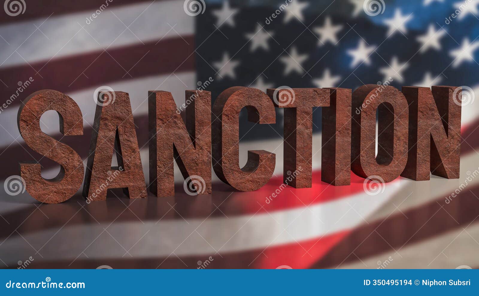 The Sanction on America Flag Background for Business Concept 3d ...