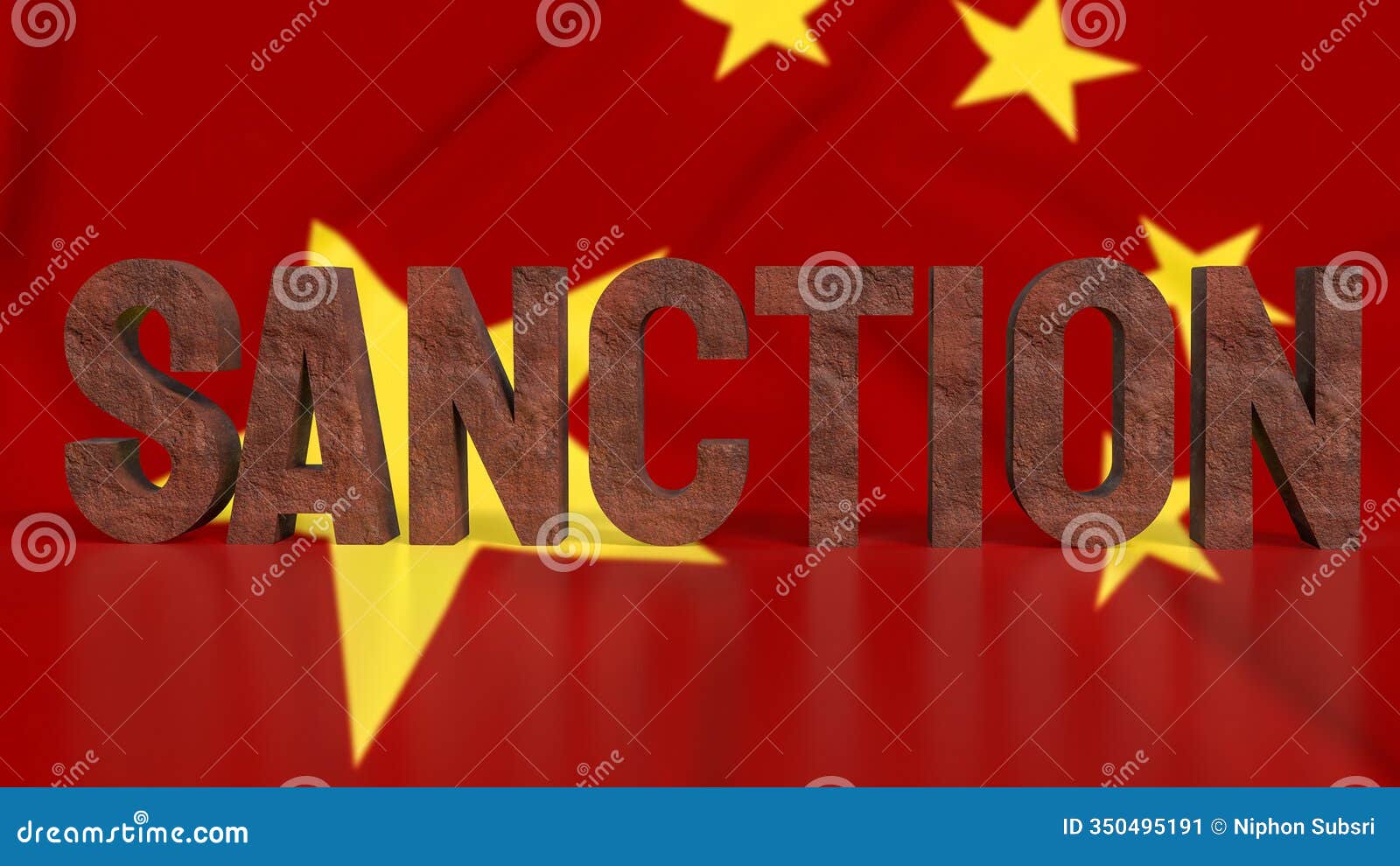 The Sanction on China Flag Background for Business Concept 3d Rendering ...