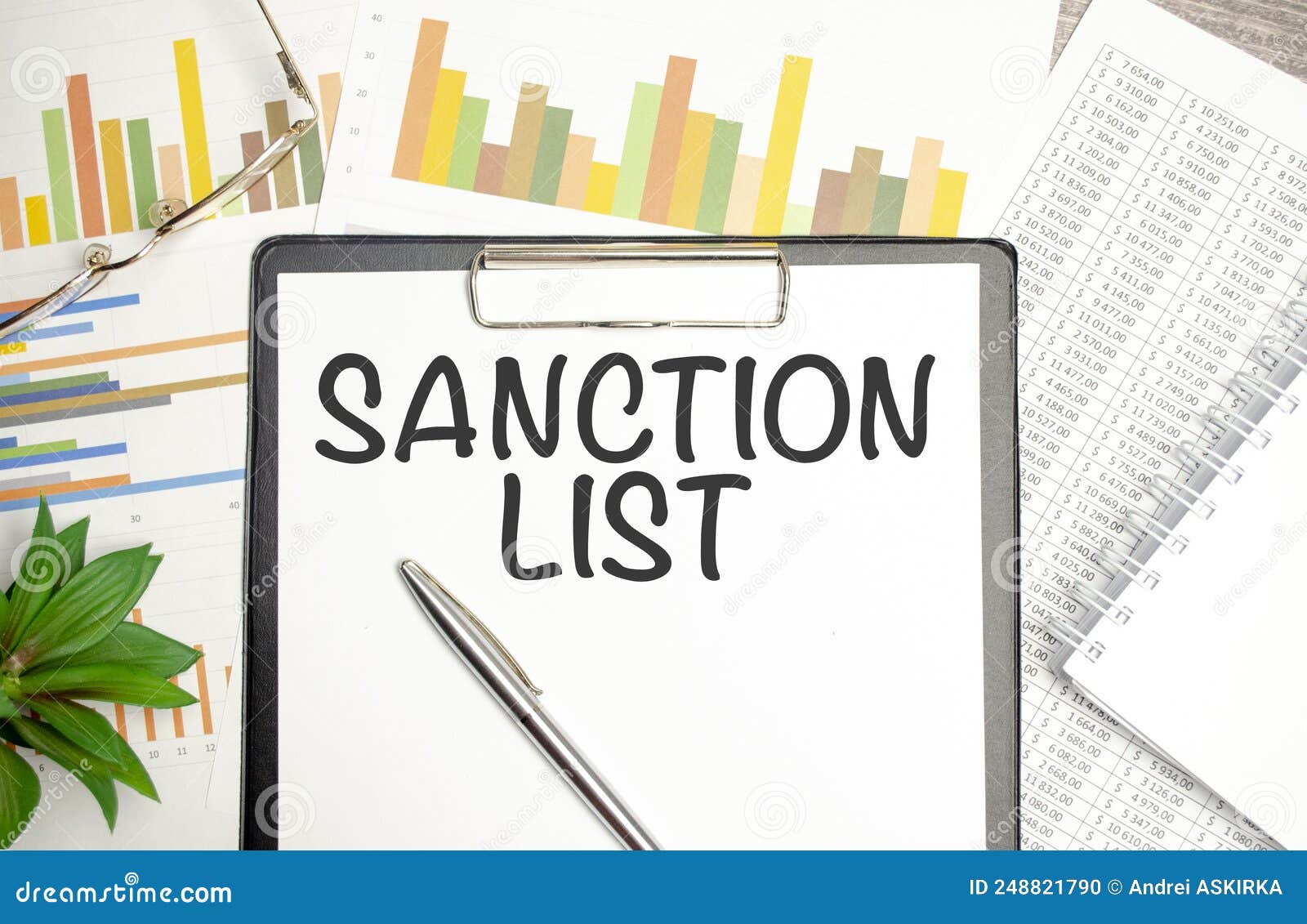 SANCTION LIST Text on White Paper with Charts and Pen Stock Photo ...