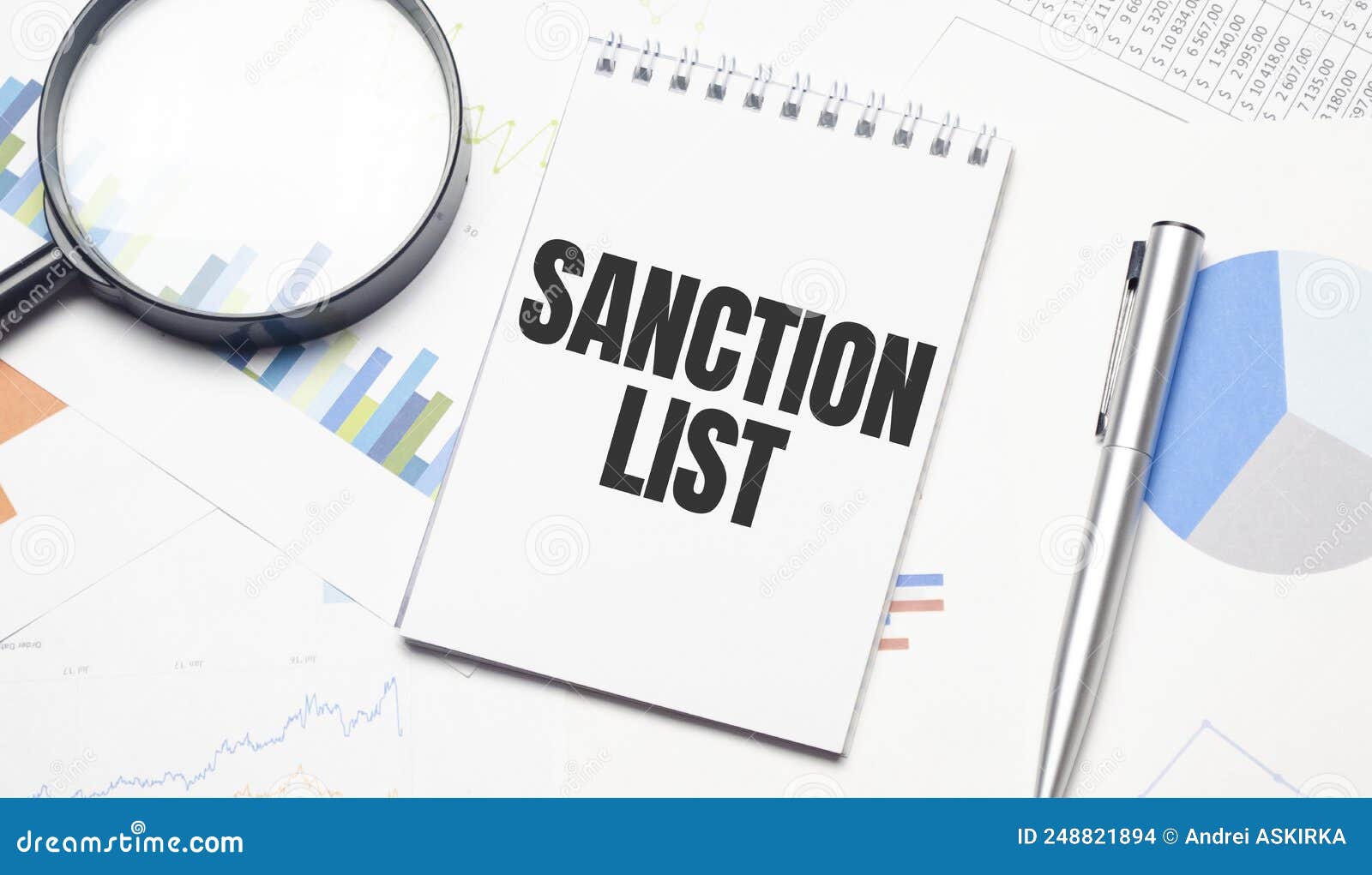 SANCTION LIST Text on White Paper with Charts and Pen Stock Photo ...