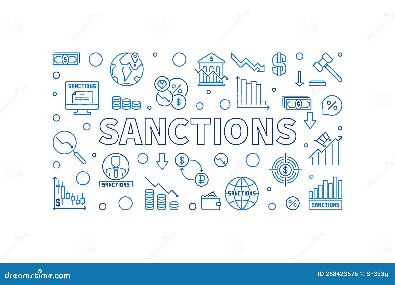 Sanctions Graph Vector Concept Outline Icon Or Sign | CartoonDealer.com ...