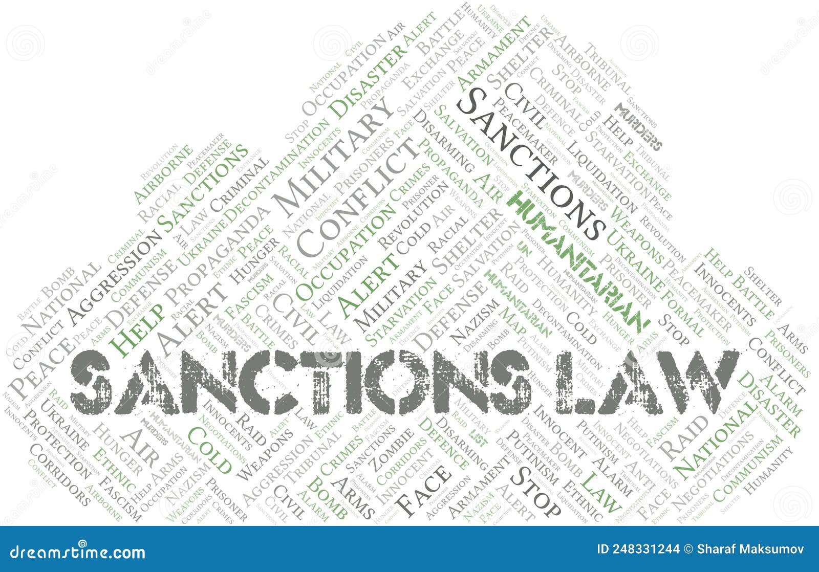 Sanctions Law Word Cloud Vector Made With The Text Only Stock Vector