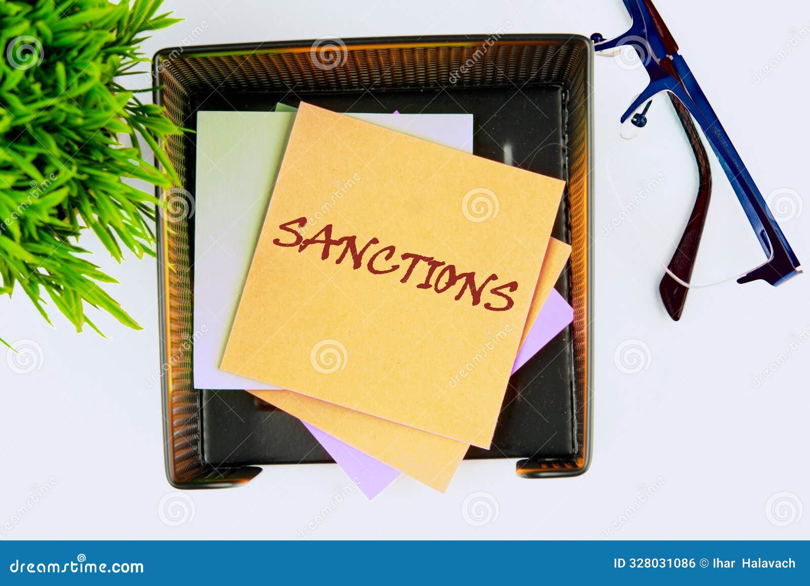 SANCTIONS Word Written On Yellow Sticker Has A Top View Royalty-Free ...