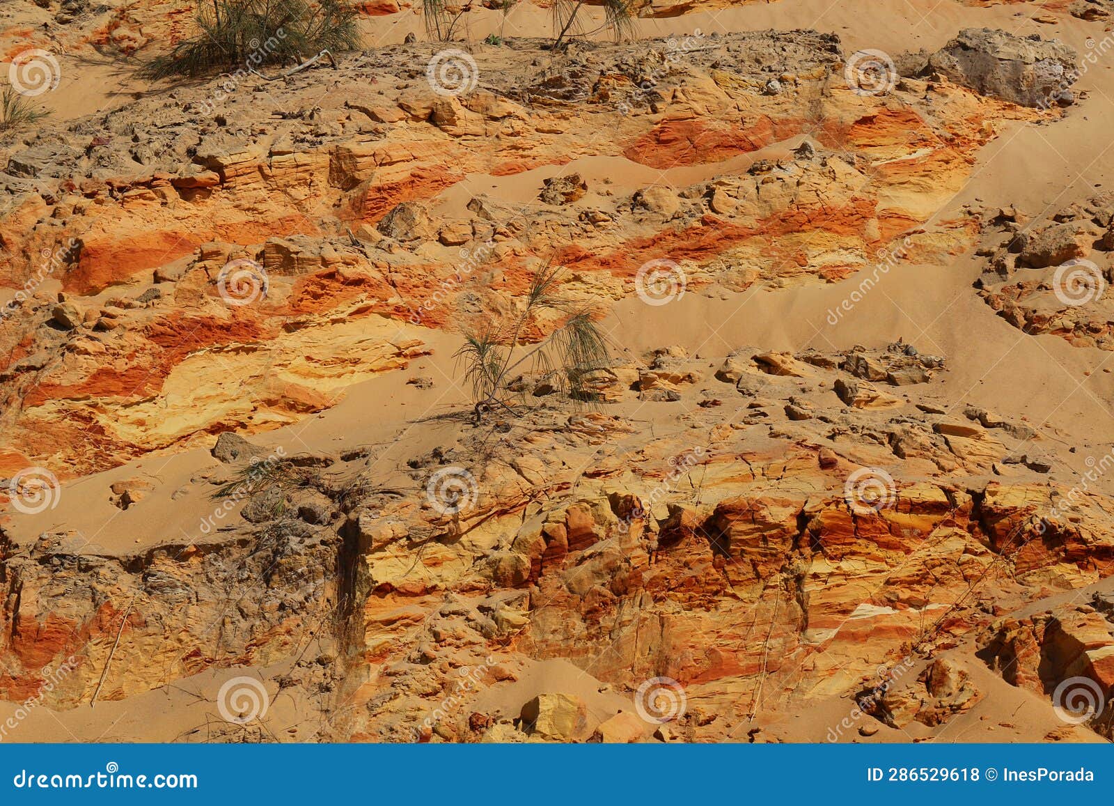 Sand Background of the Colored Sand Cliffs at Rainbow Beach in ...