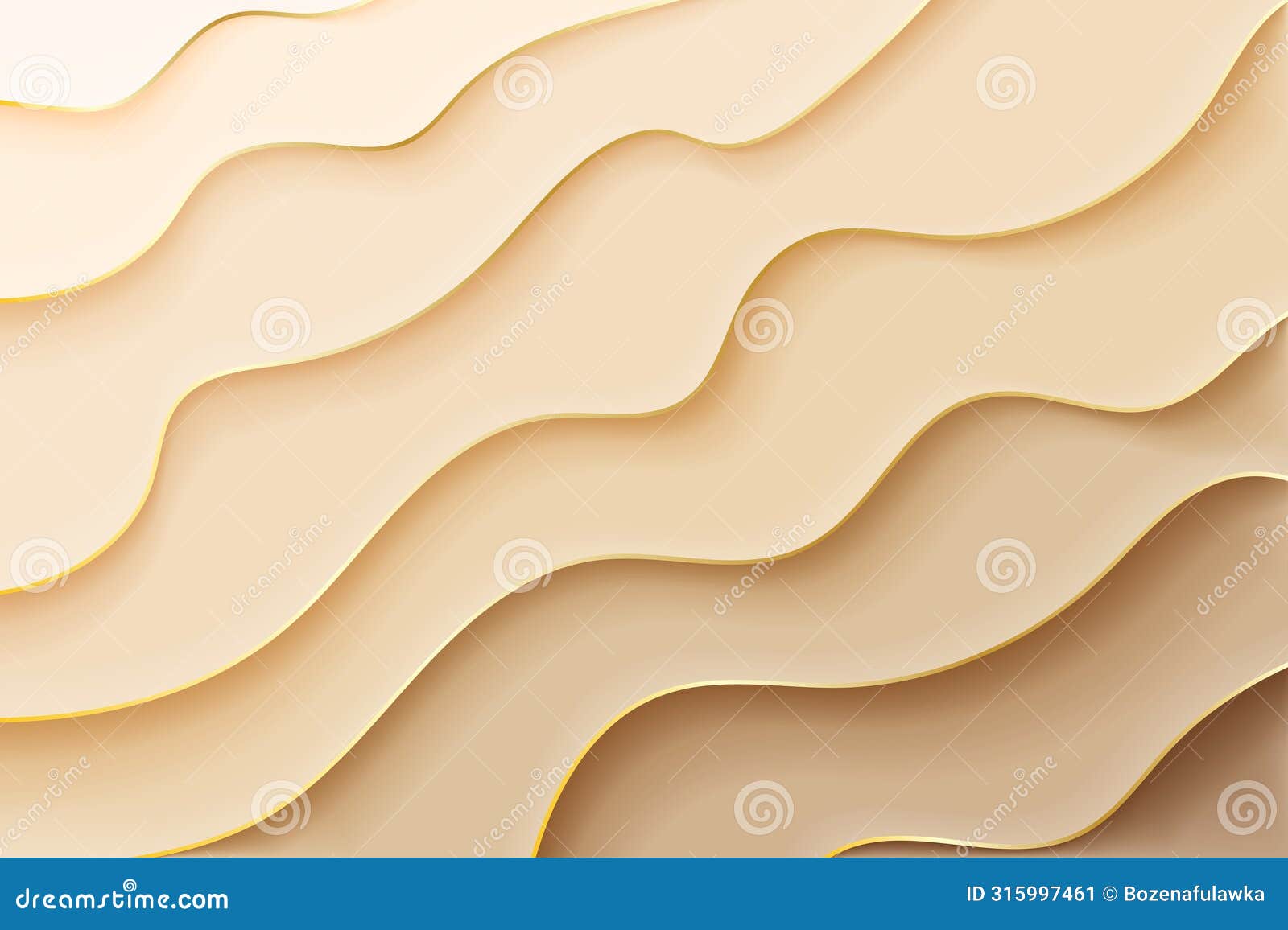 Sand Background with Wavy Pattern and Gold Lines Stock Illustration ...