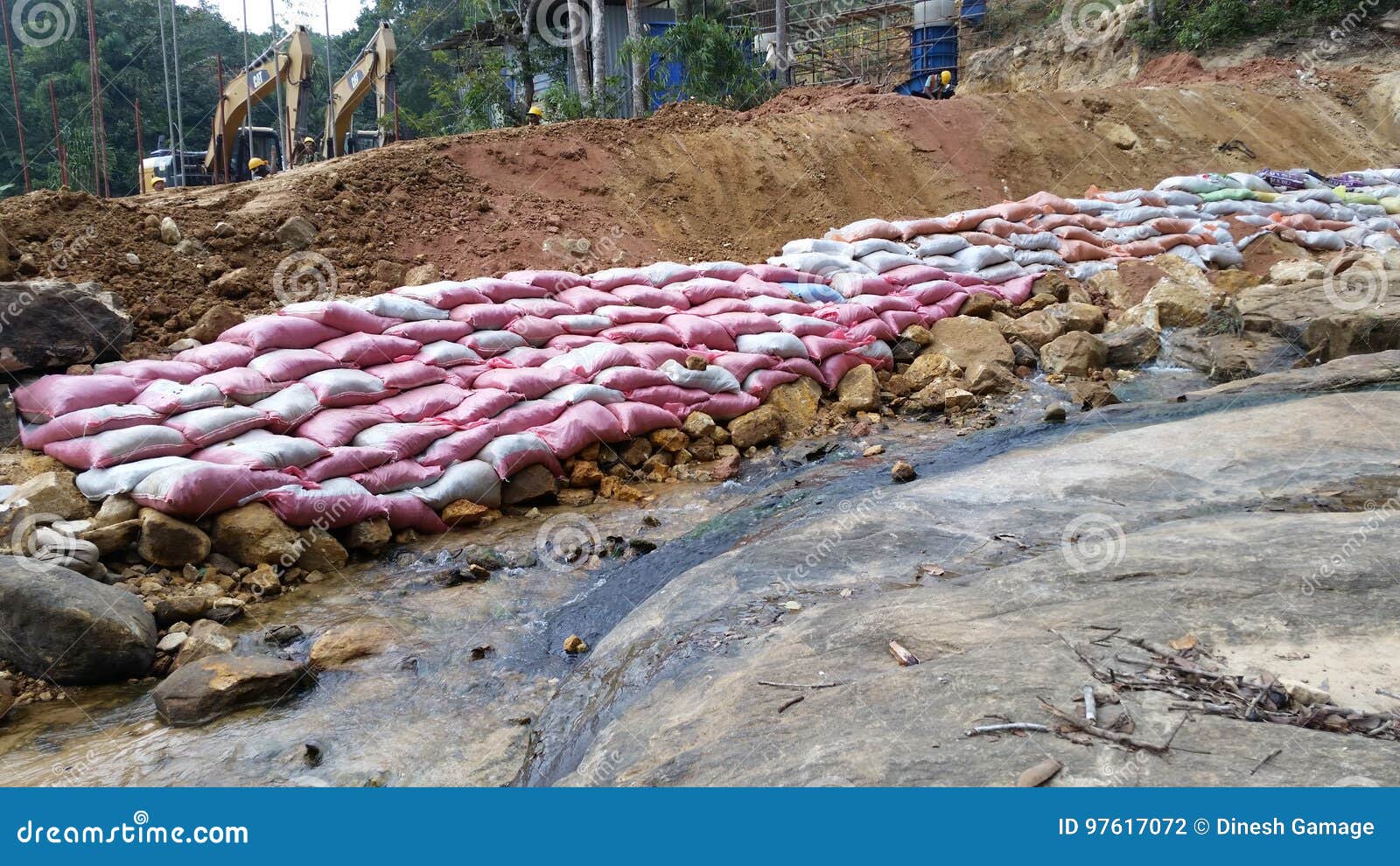 Sand bag barrier editorial photography. Image of site - 97617072