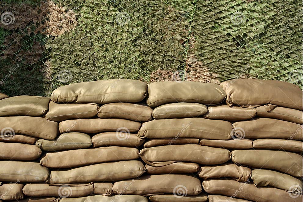 Sand bags wall stock photo. Image of conflict, sandbag - 4592652