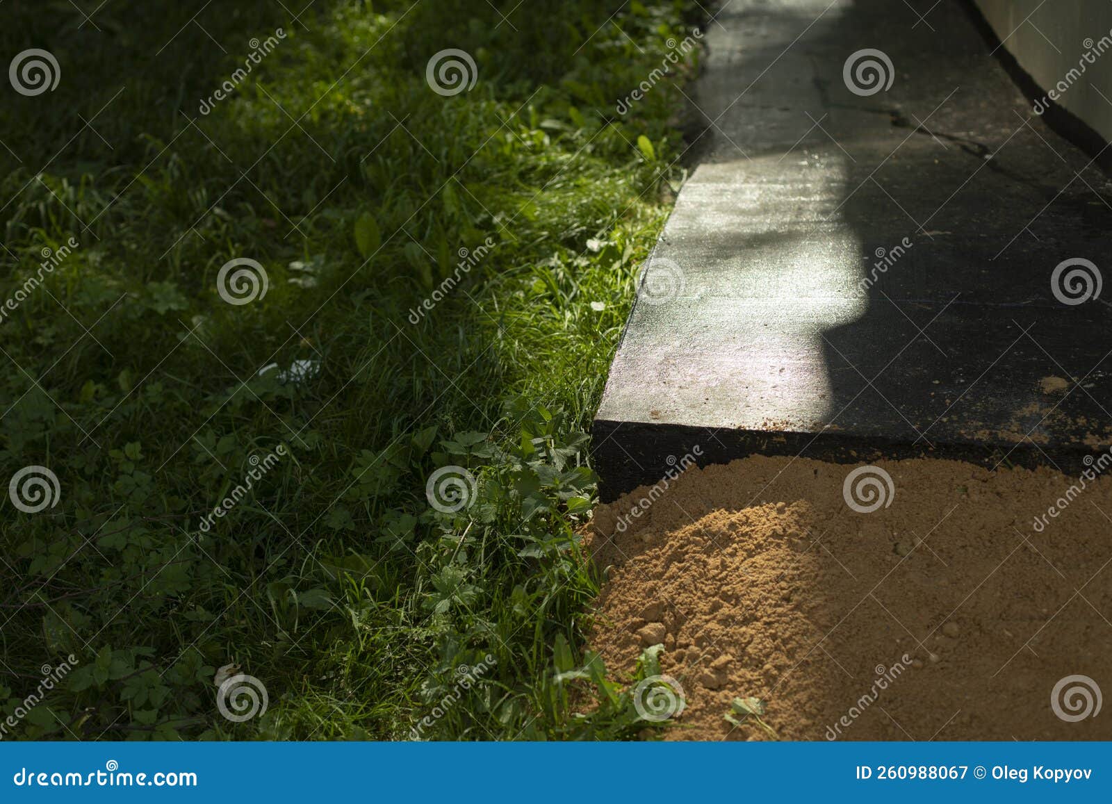 Sand at Base of Building. Wall of House Stock Image - Image of ...