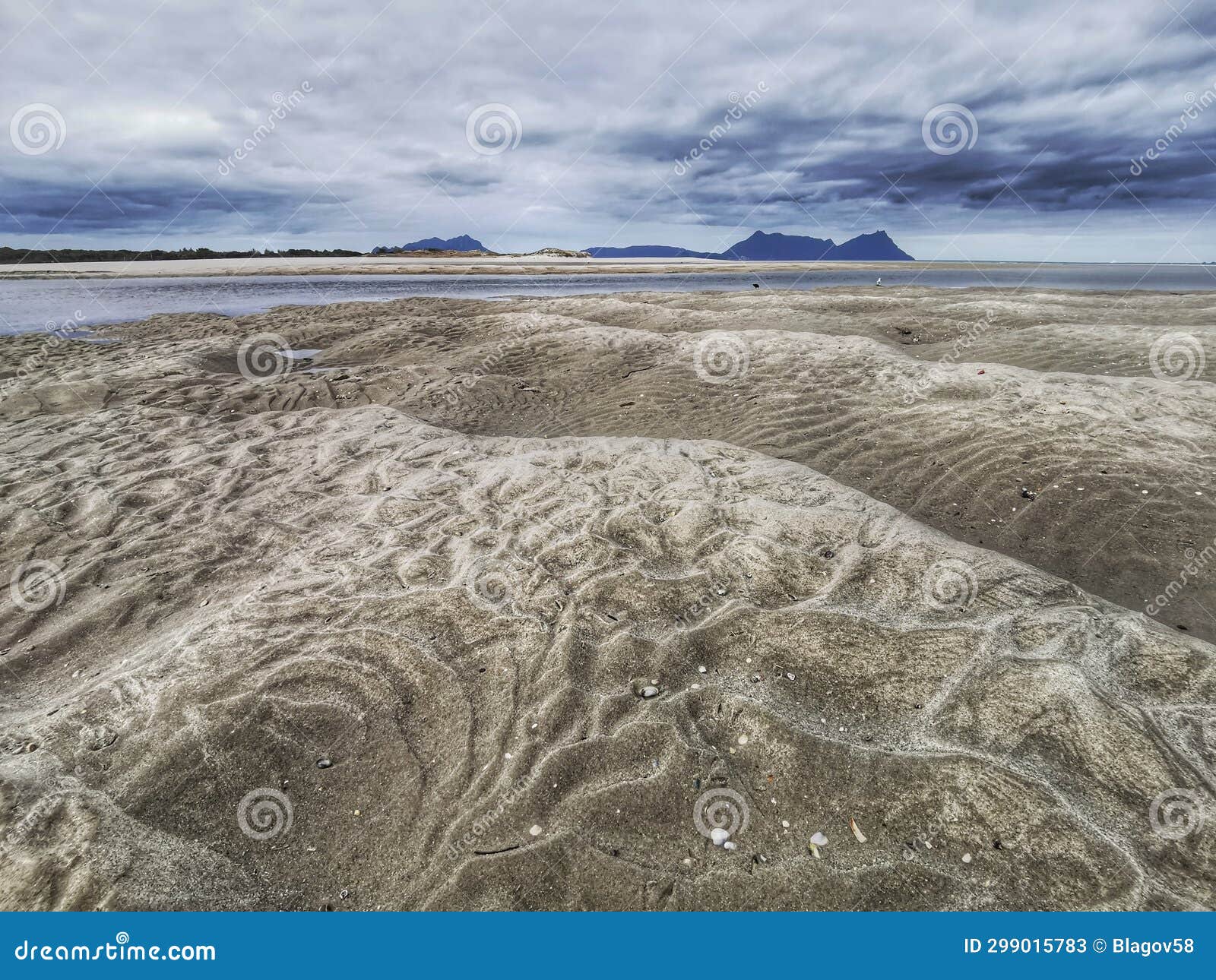 Sand Beach Patterns on an Ocean Beach Shore in the South Pacific Under ...
