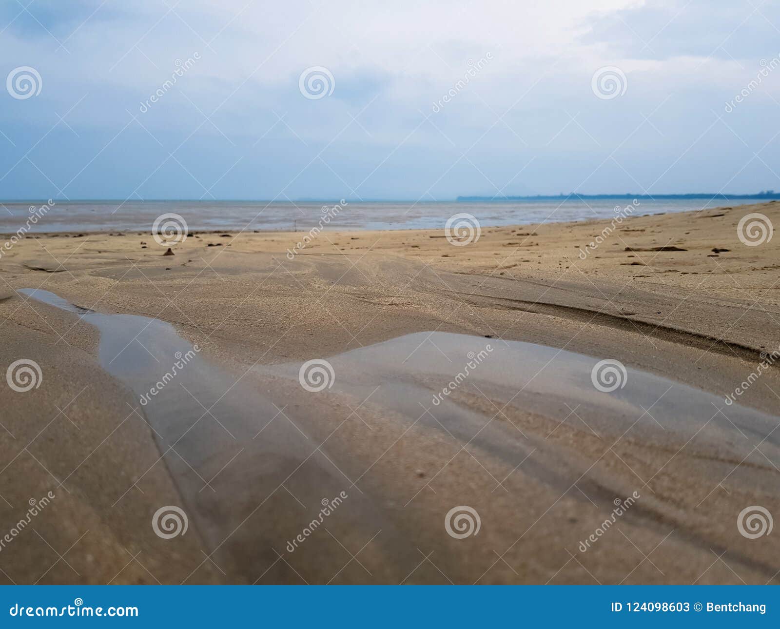 Sand Beach, with Rocks in Foreground. Stock Image - Image of scene ...