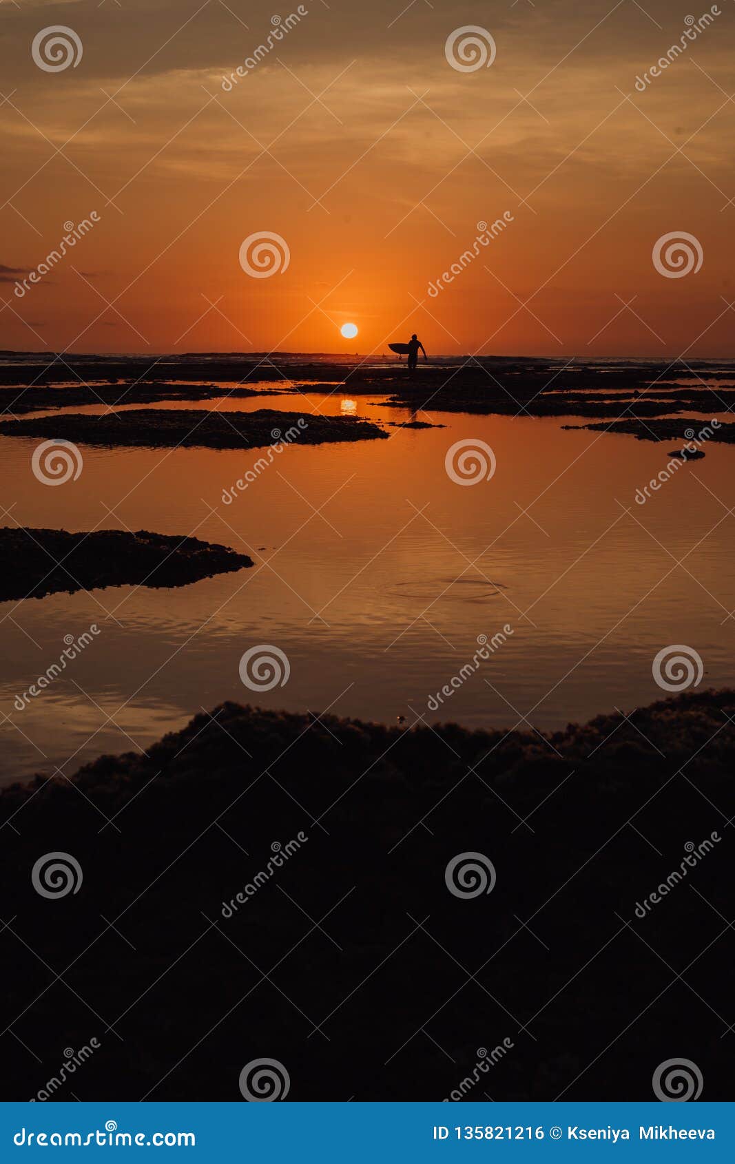 Sand and Beach with Sunset Dark Red Light Stock Photo - Image of beach ...