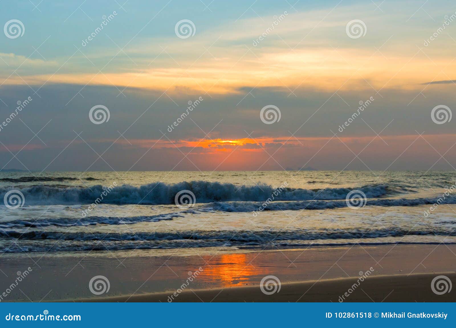 Sand and beach with sunset stock photo. Image of seascape - 102861518