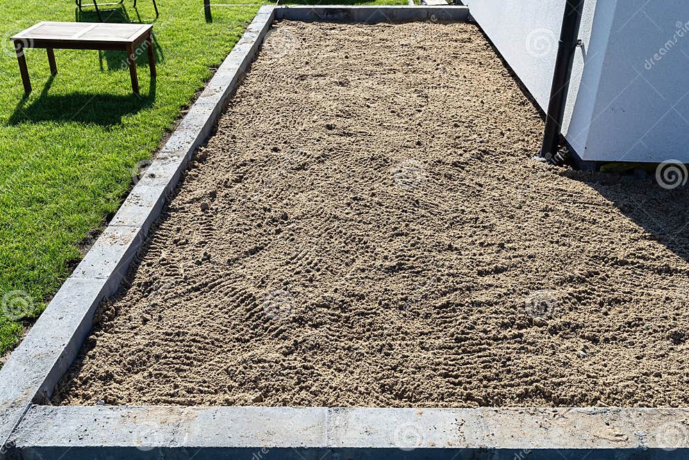 Sand Bed Prepared for Compaction for Construction of the Terrace ...