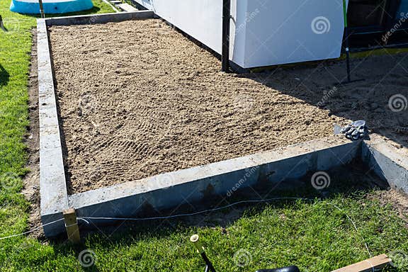 Sand Bed Prepared for Compaction for Construction of the Terrace ...