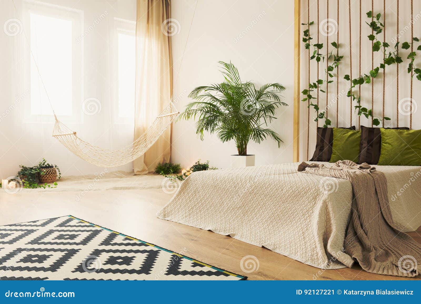 Sand Bedroom with Double Bed Stock Image - Image of flat, contemporary ...
