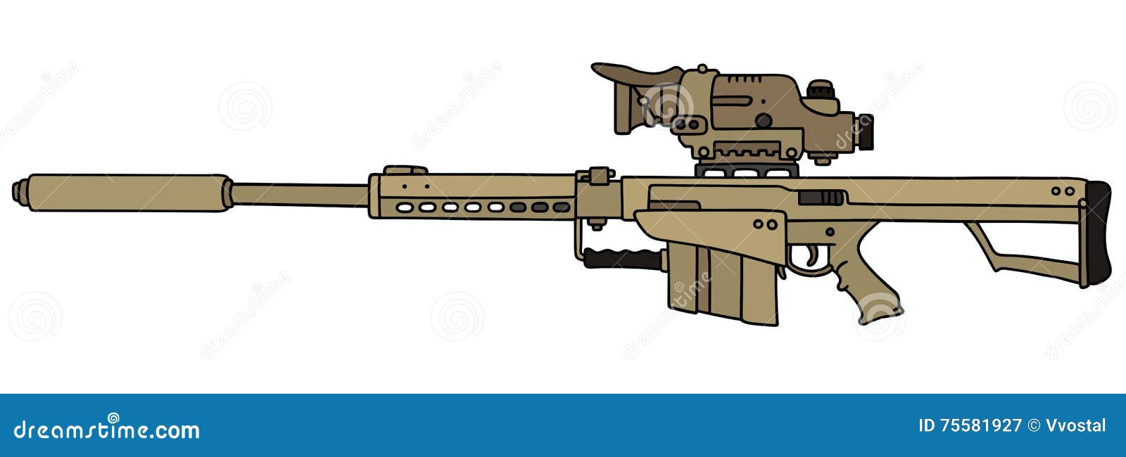 Sand big sniper rifle stock vector. Illustration of vector - 75581927