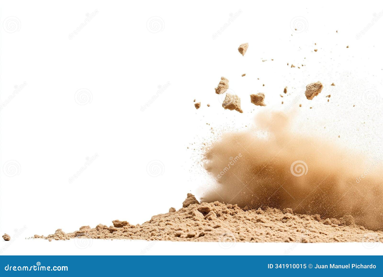 Sand Blast Forming Dust Cloud of Golden Colored Particulate Dust Stock ...