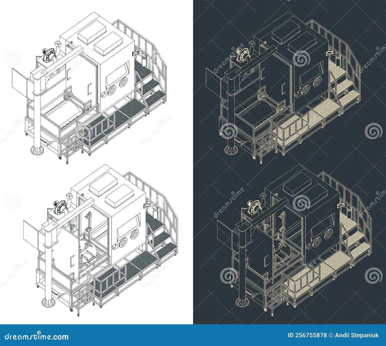 Sand Blasting Machine Isometric Blueprints Stock Vector - Illustration ...
