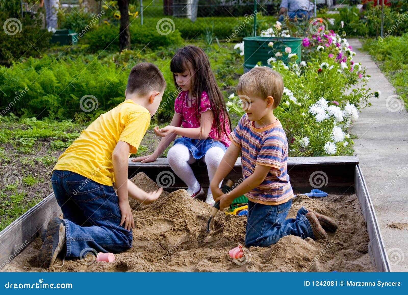 Sand-box stock image. Image of brother, sand, garden, happiness - 1242081