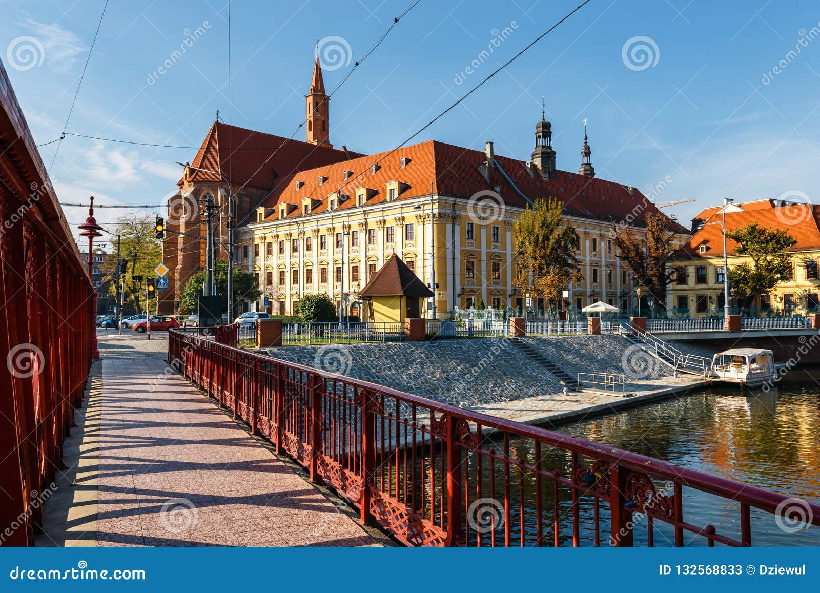 Sand Bridge Over Odra River, Wroclaw Stock Image - Image of light ...
