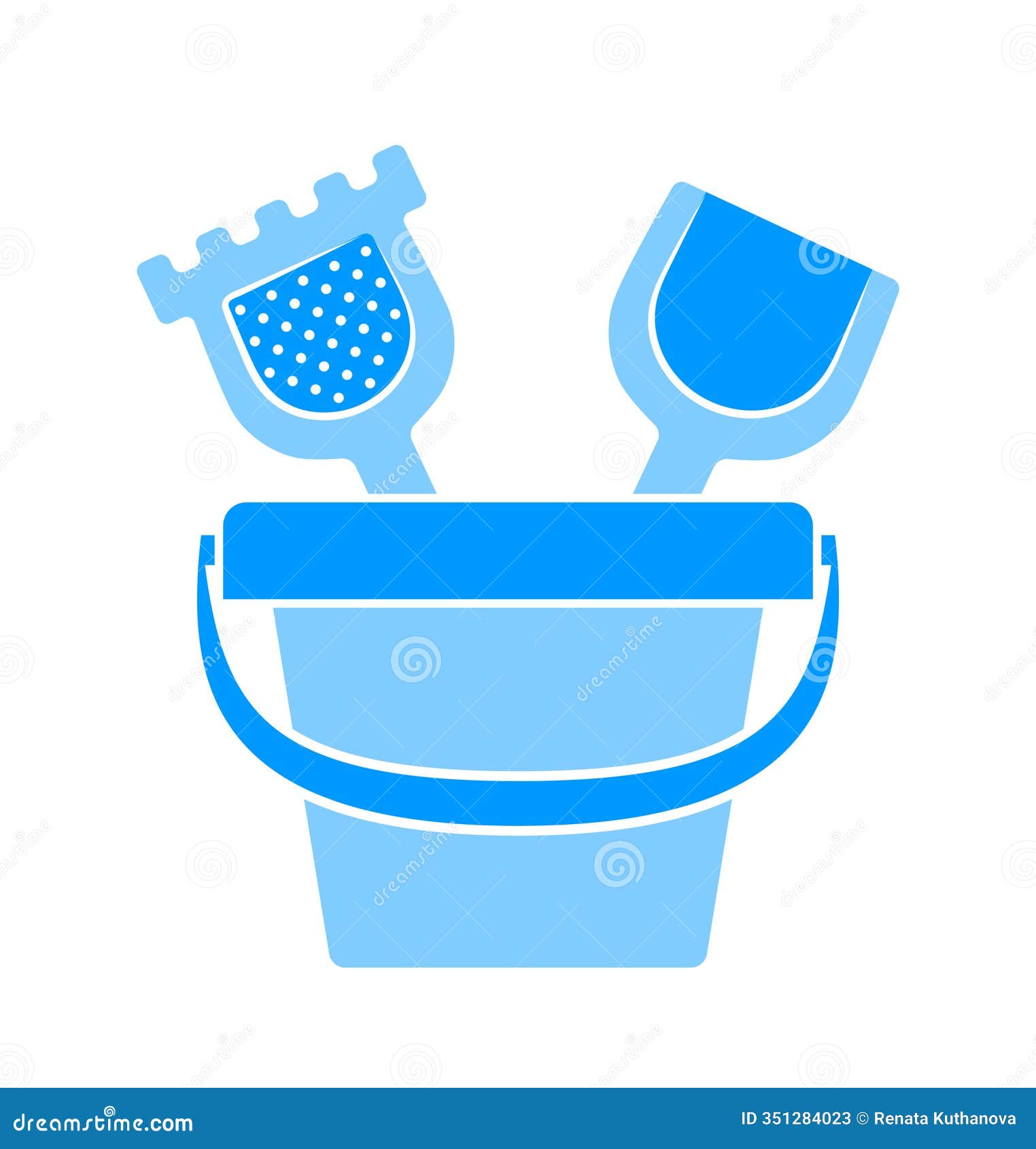 Sand Bucket, Shovel And Rake Cartoon Vector | CartoonDealer.com #121357839