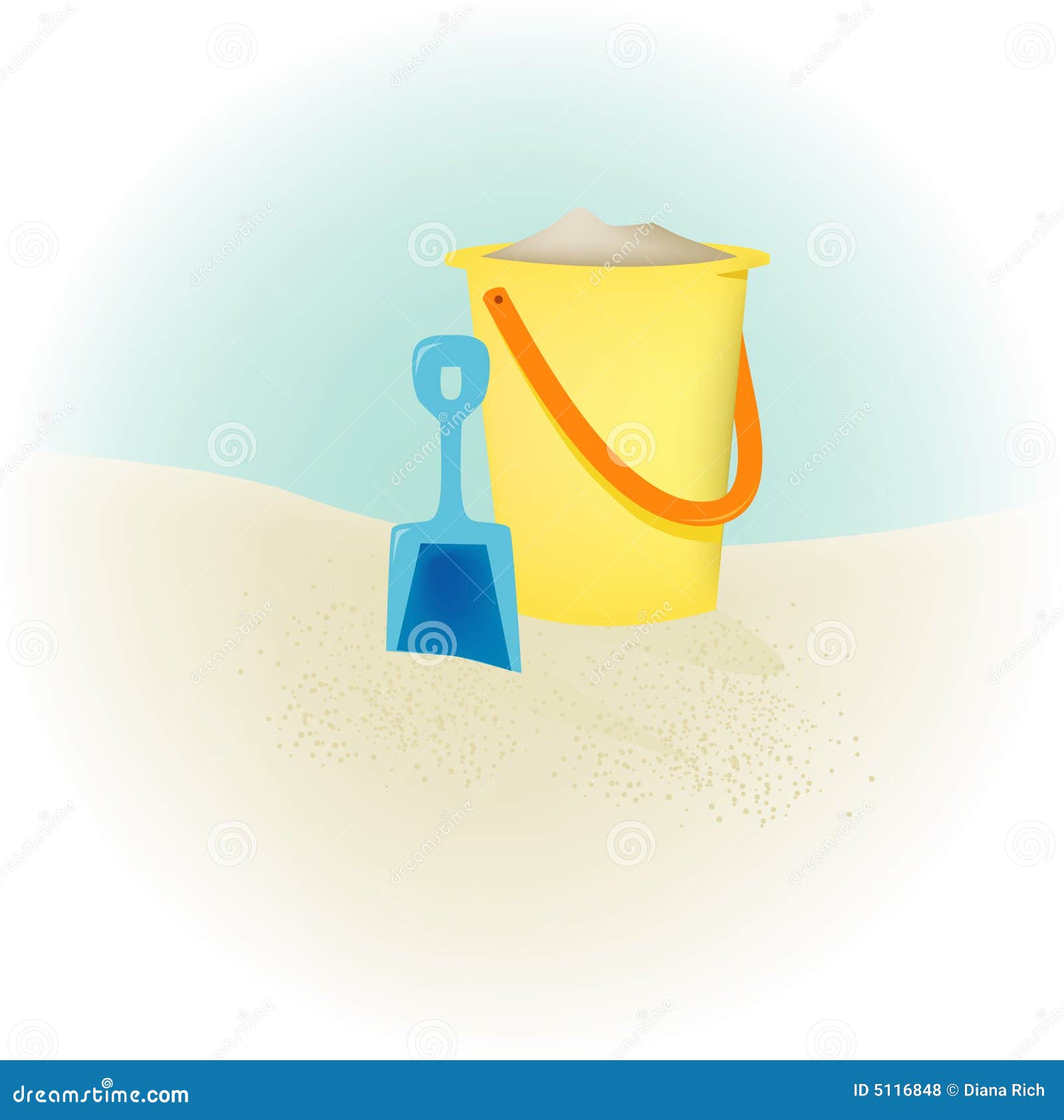 Sand Bucket, Shovel And Rake Cartoon Vector | CartoonDealer.com #121357867
