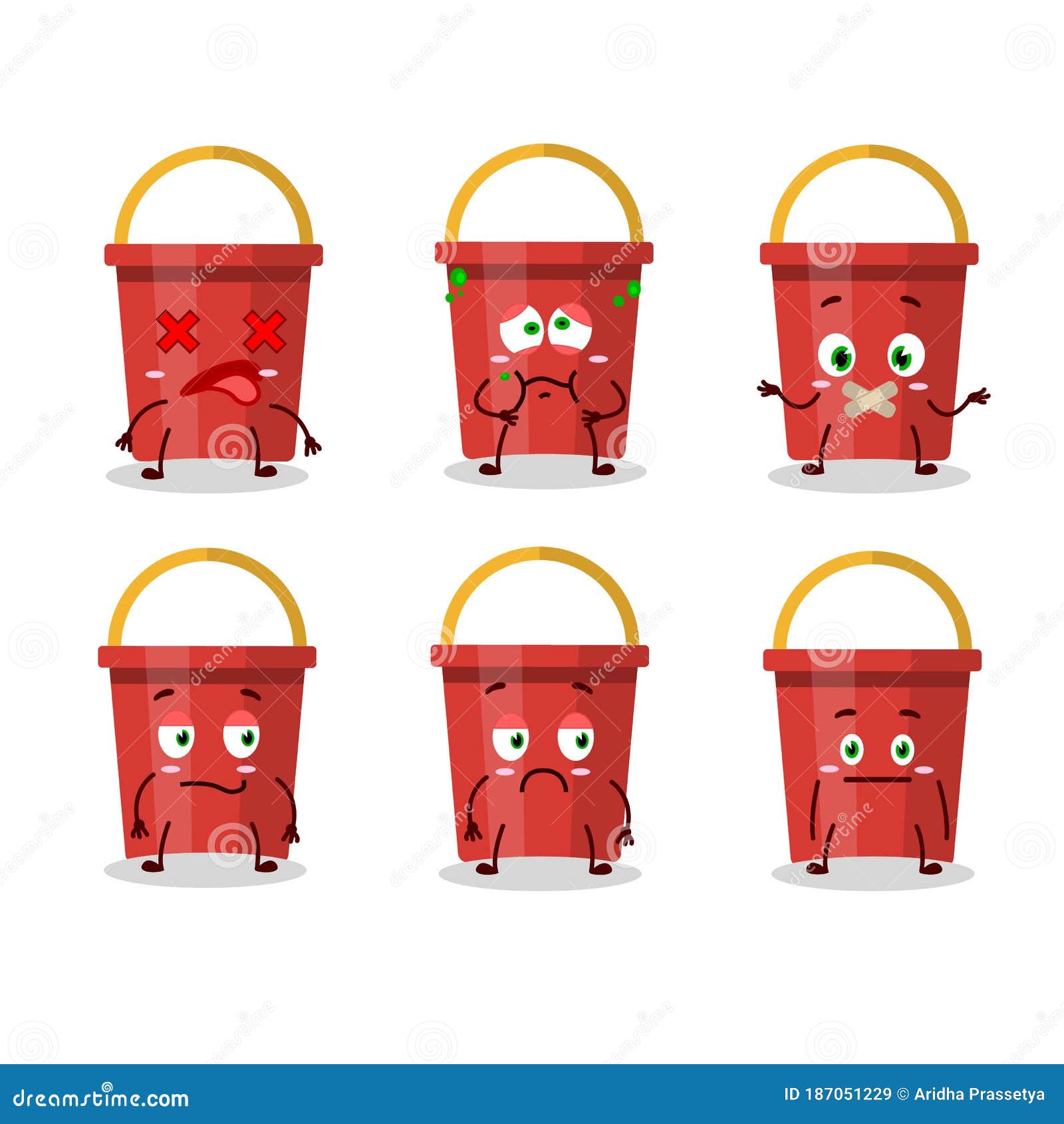 Sand Bucket Cartoon Character with Nope Expression Stock Vector ...