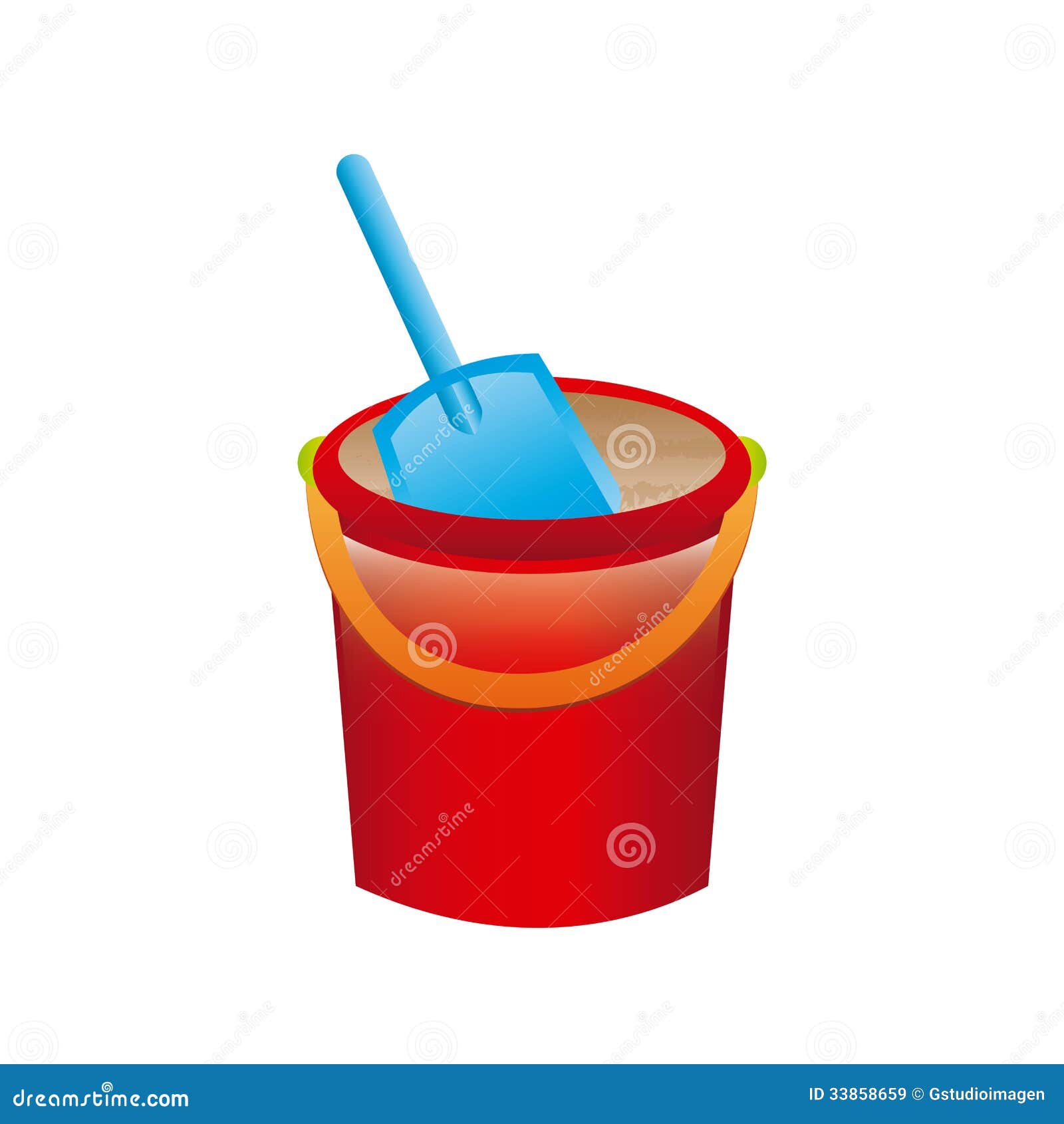 Sand Bucket, Shovel And Rake Cartoon Vector | CartoonDealer.com #121357867