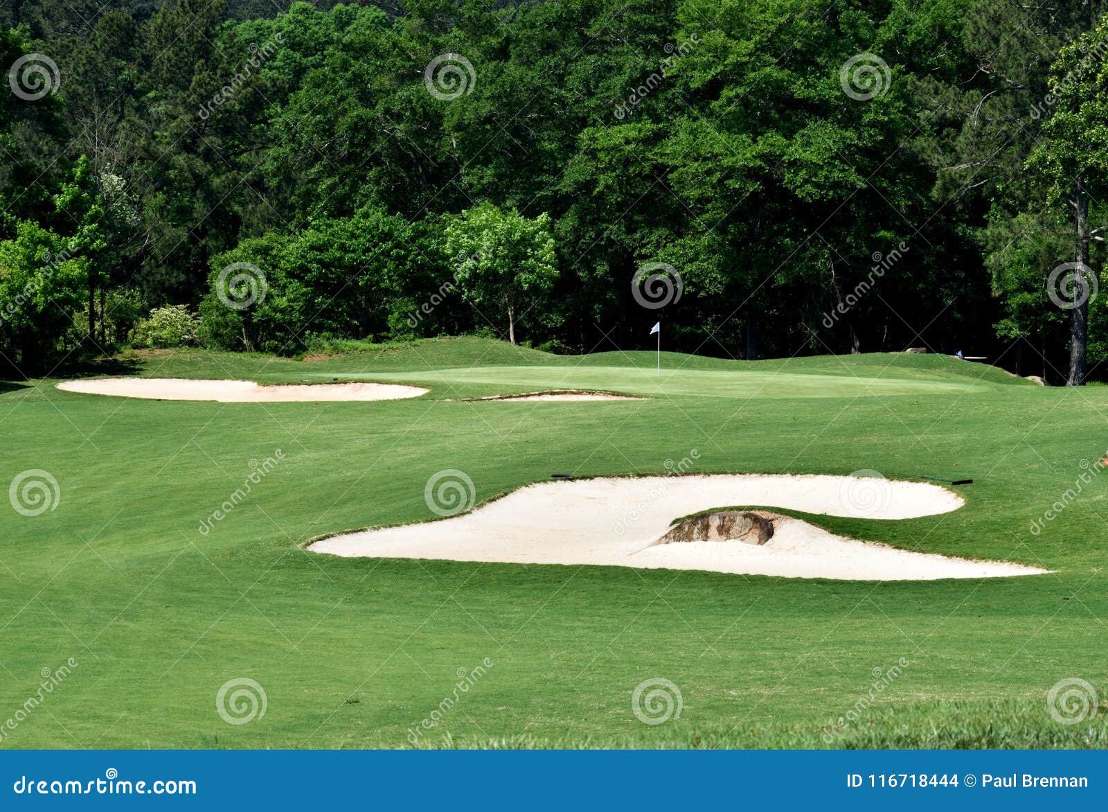 Sand bunker on golf course stock photo. Image of sand - 116718444