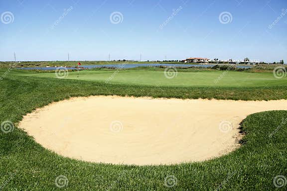 Sand Bunker on the Golf Course Stock Photo - Image of exercise ...