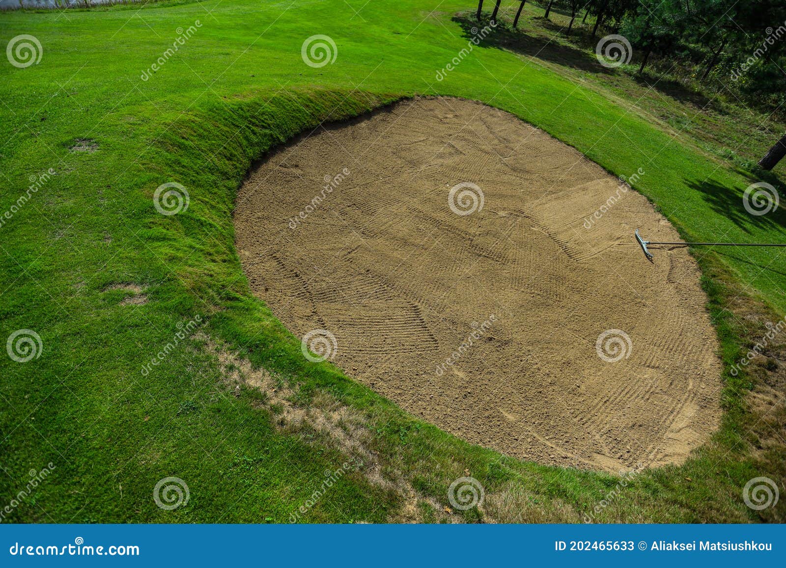 Sand bunker on golf course stock image. Image of horizontal - 202465633