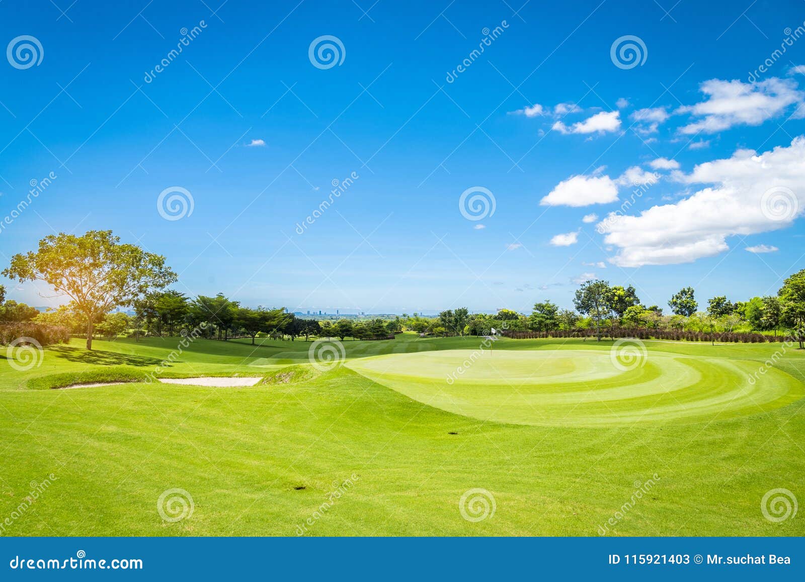 A Sand Bunker in Golf Course Stock Image - Image of lifestyle, lake ...