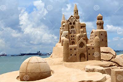 Sand castle stock image. Image of blue, coast, artwork - 14669041