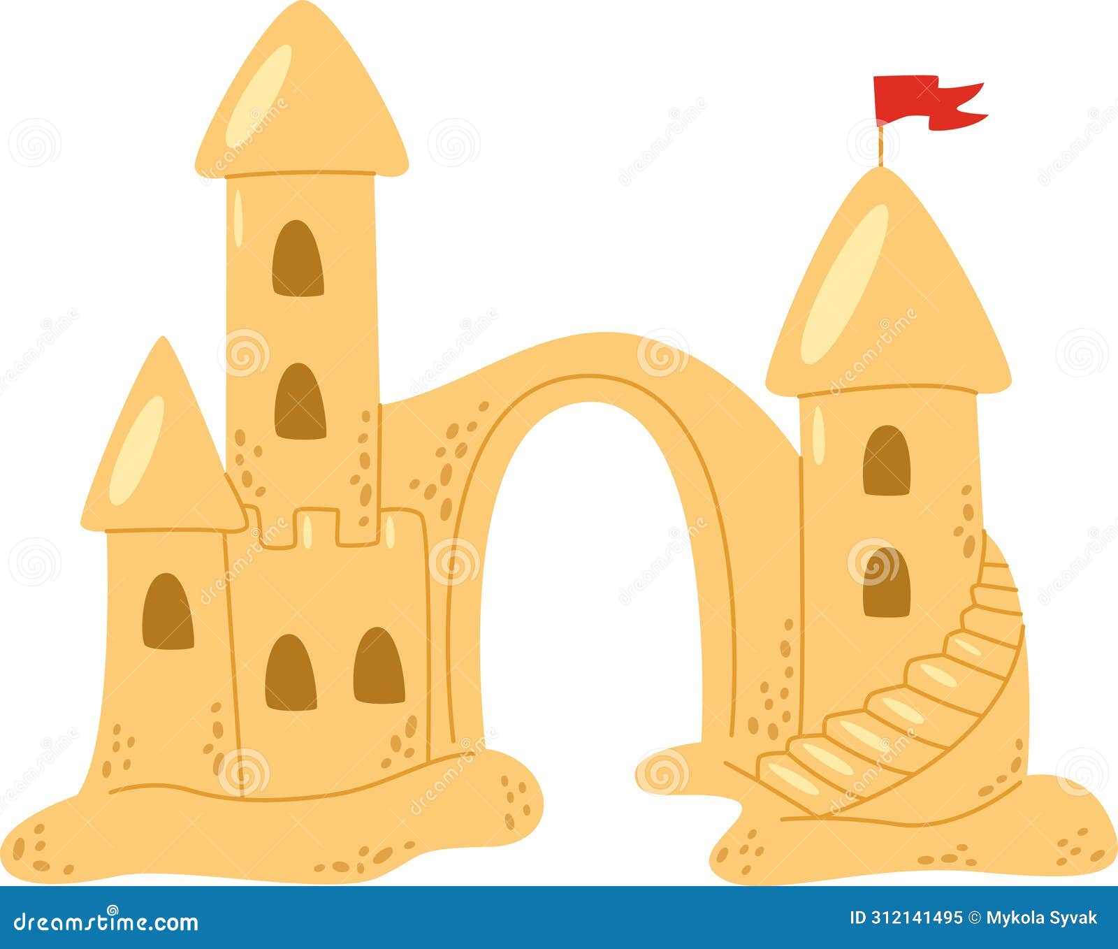 Sand Castle with Arch stock vector. Illustration of white - 312141495