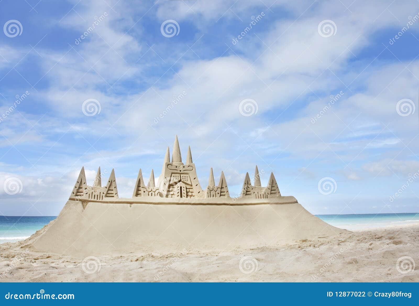 Sand castle on beach stock photo. Image of beach, beachside - 12877022