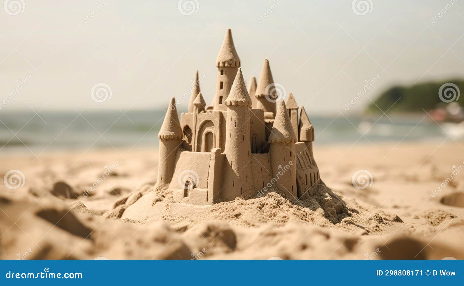 Sand castle on the beach. stock illustration. Illustration of resort ...