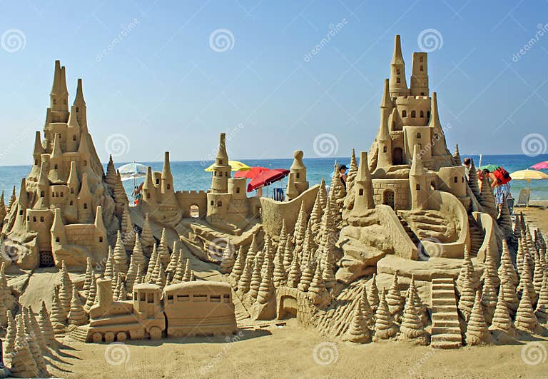 Sand castle on the beach stock photo. Image of stronghold - 5997976