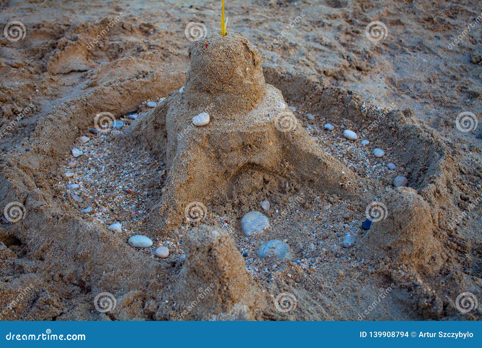 Sand Castle on the Beach. Kids Play with Sand. Castle Made of Sand on ...
