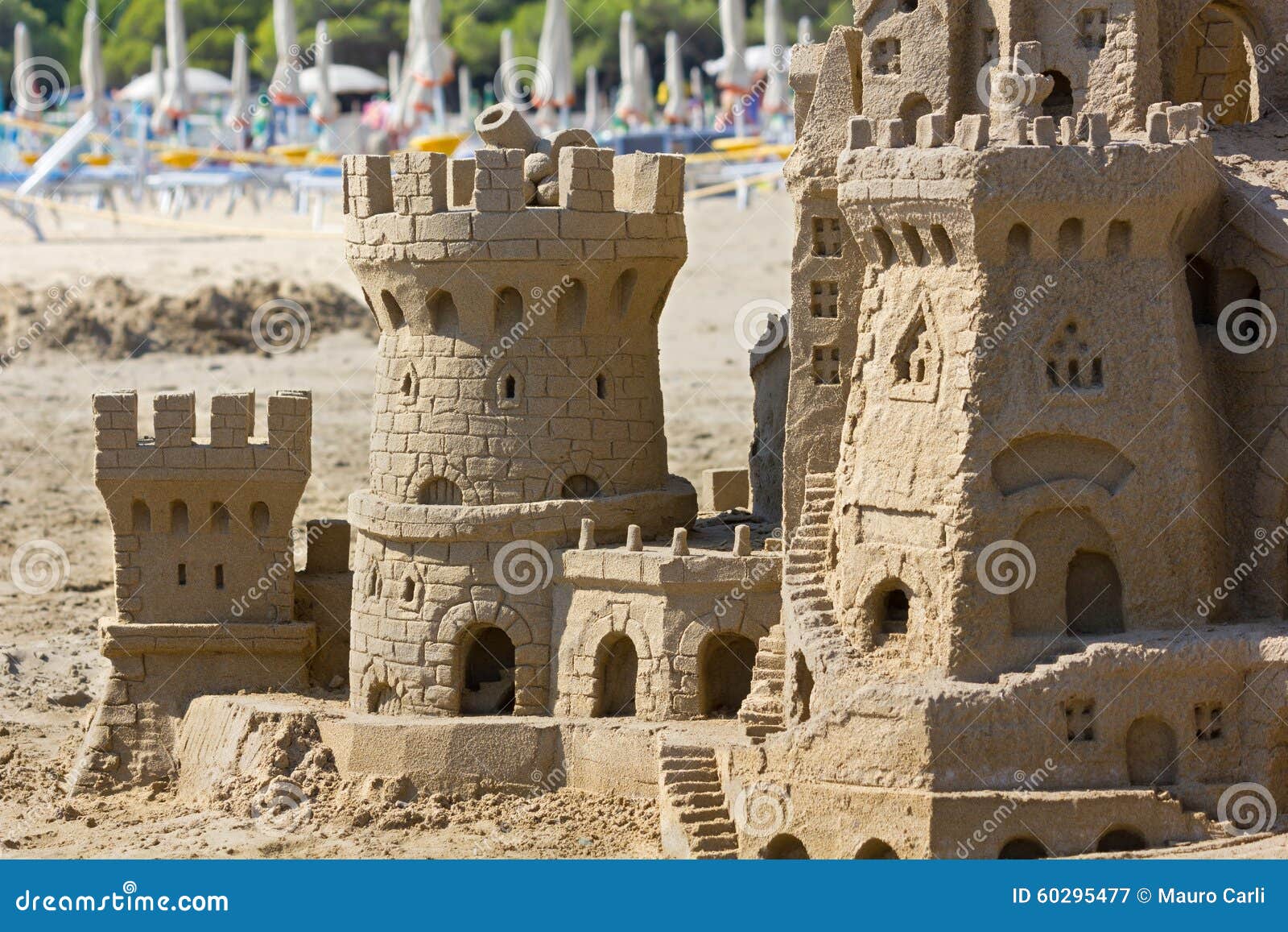 Sand Castle on the Beach stock image. Image of merlon - 60295477
