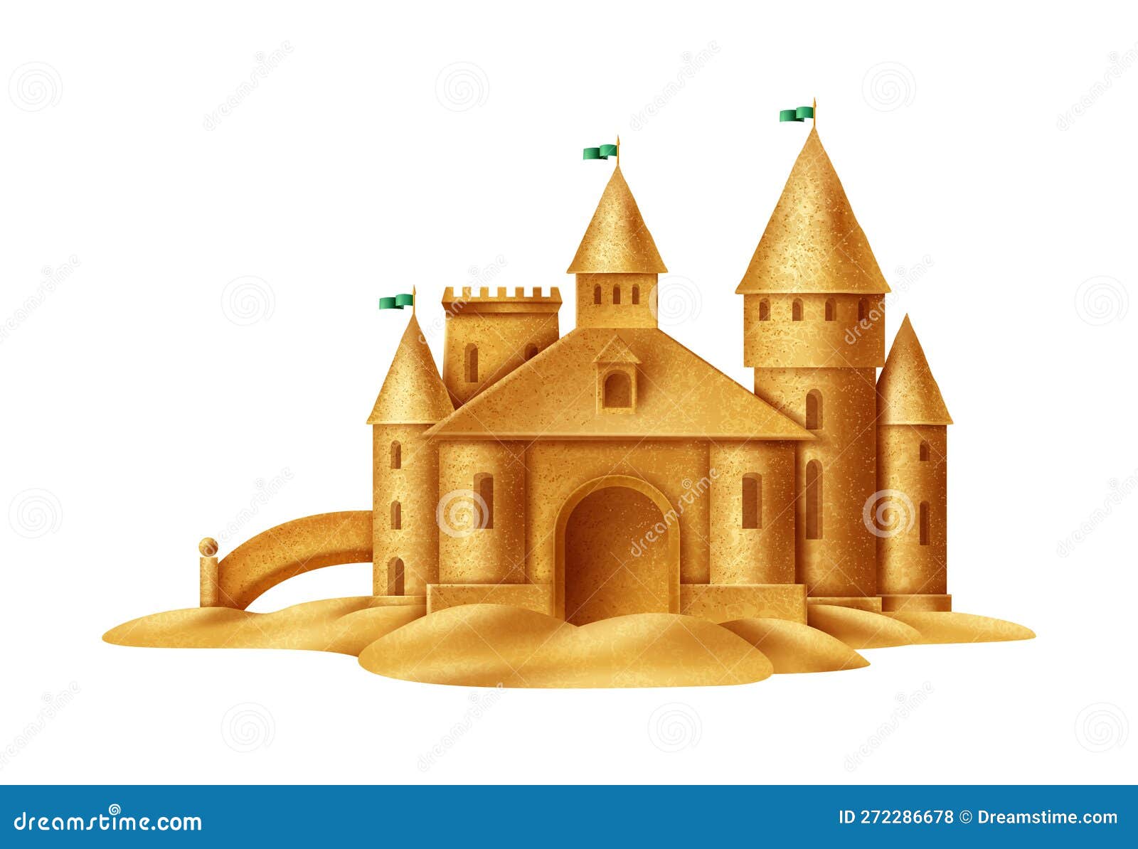 Old Castle Front View Artistic Hand Drawing Cartoon Vector ...